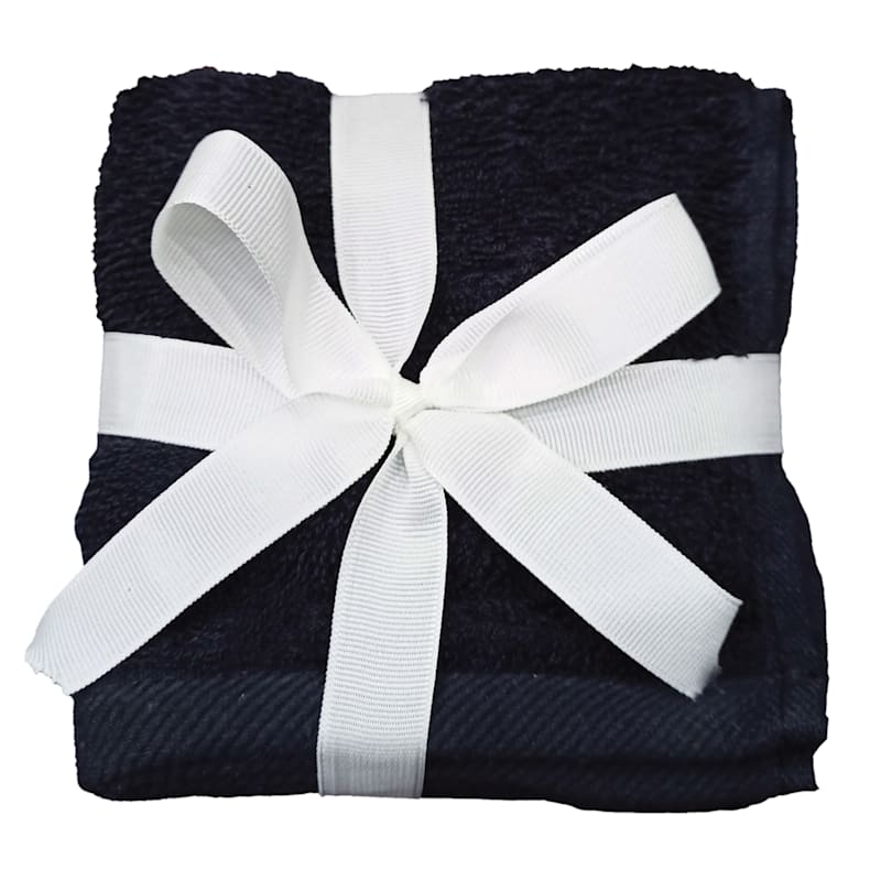 6-Pack Black Cotton Washcloths, 12"