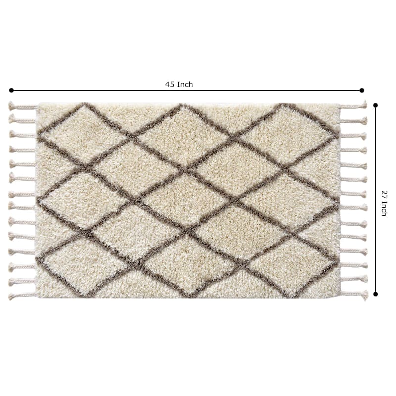 Tracey Boyd Brown and White Wool Diamond Design Accent Rug 27x45 | At Home