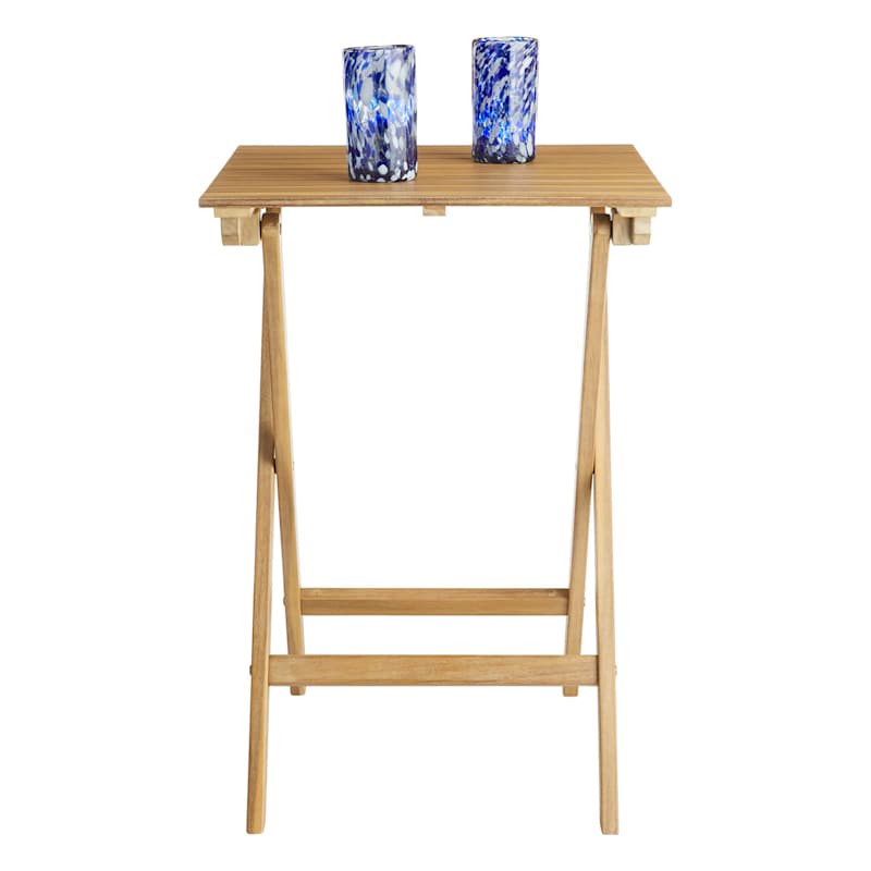Honeybloom Acacia Wood Folding Patio Table | Compact Outdoor Furniture ...