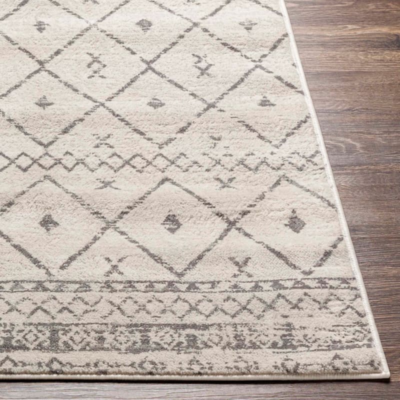 (D483) Found & Fable Roma Ivory Diamond Design Area Rug, 8x10