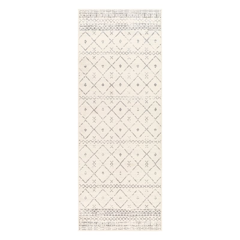 Found & Fable Roma Ivory Diamond Design Runner 2x7 | At Home