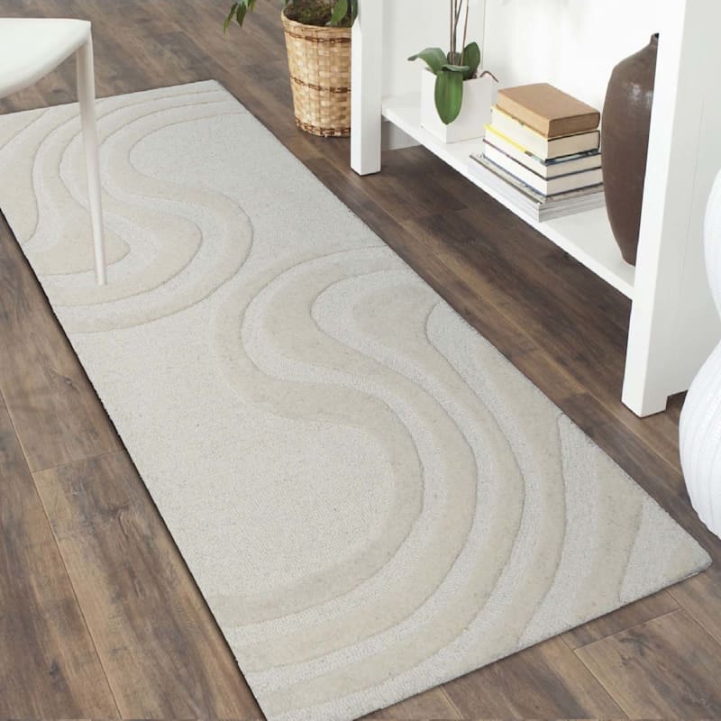 (A492) Crosby St. Lagon Ivory High-Low Runner, 2x6