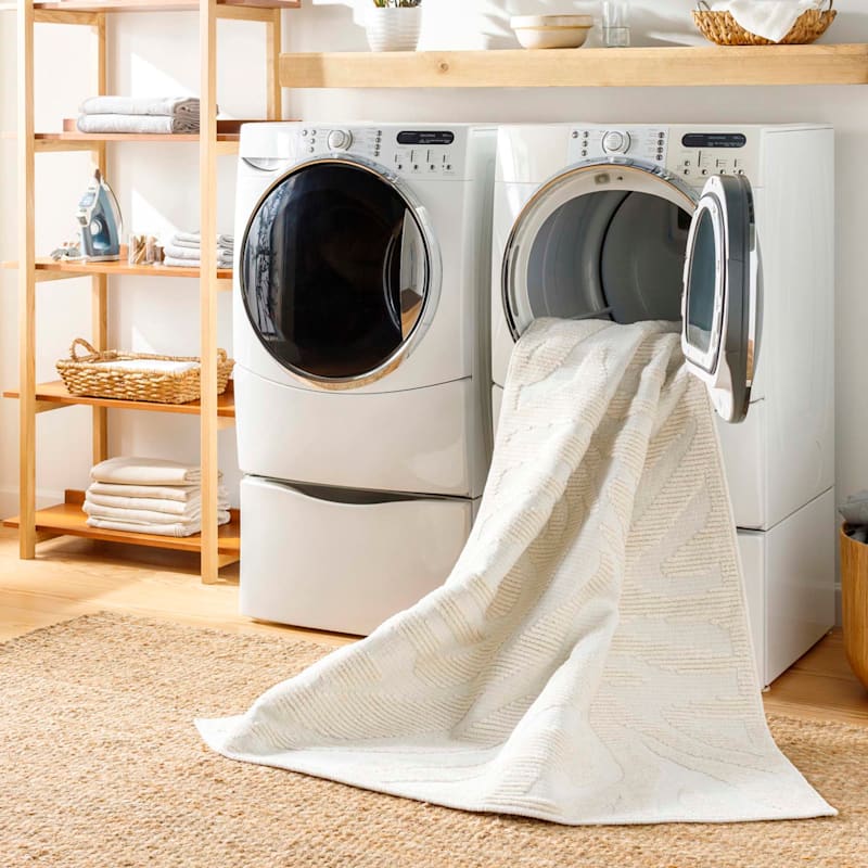 Lyna Ivory Zebra Design Washable Area Rug 5x7 | At Home