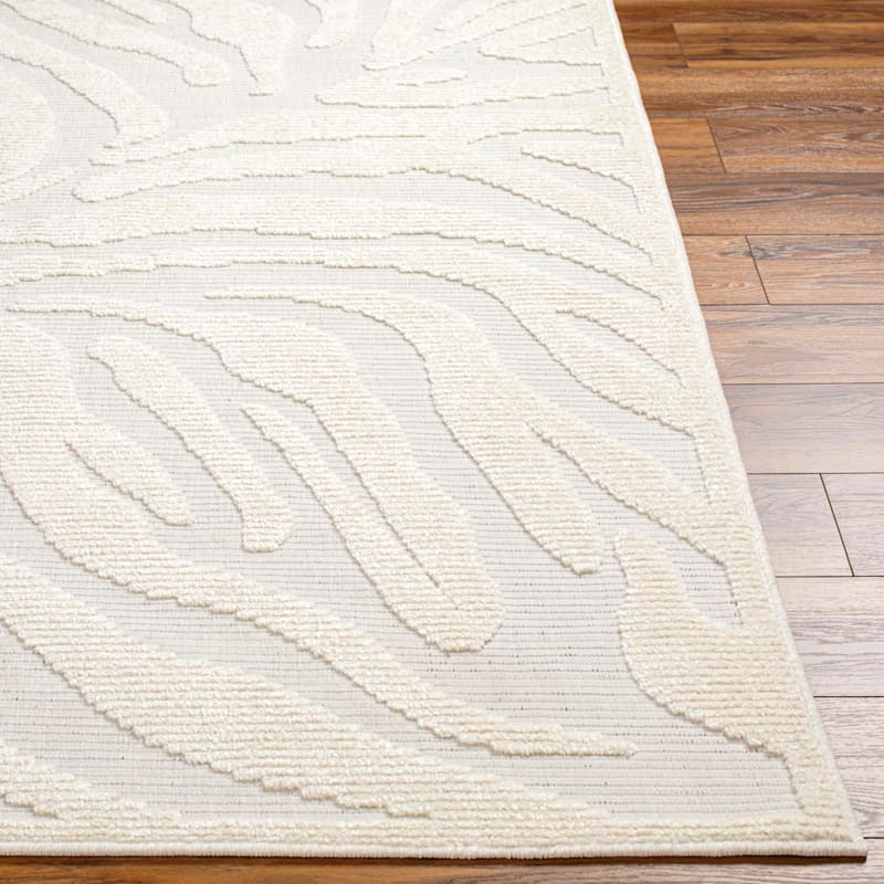 (B861) Crosby St. Lyna Ivory Zebra Design Washable Area Rug, 8x10