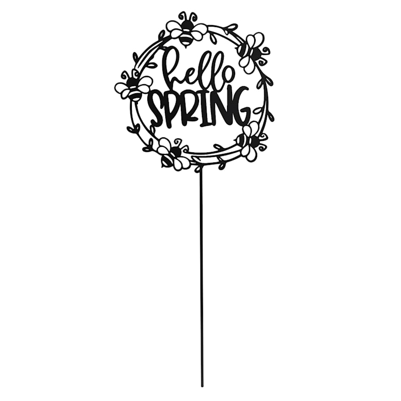 Hello Spring Black Metal Yard Pick, 18"