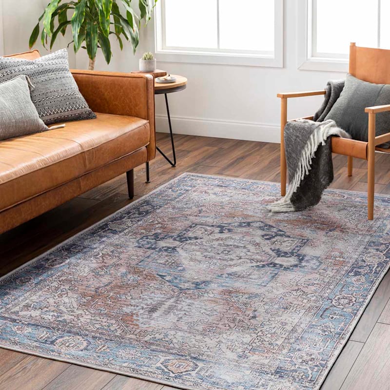 Colin Blue Medallion Washable Accent Rug 3x5 | Accent Rugs | At Home