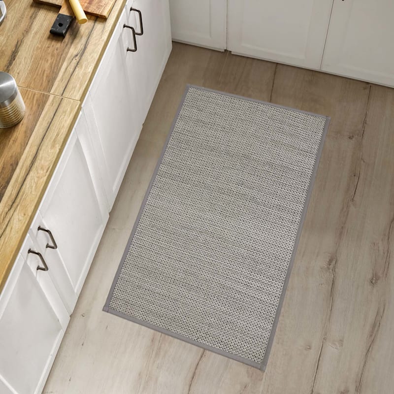 Solid Grey Textured Washable Kitchen Runner 2x5 | At Home