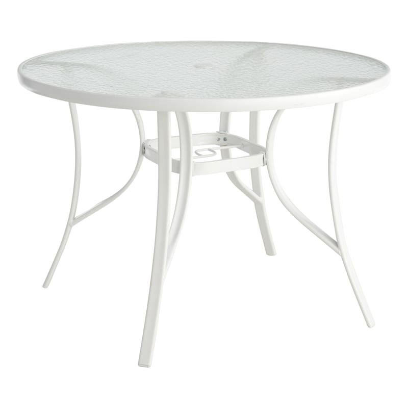 White Steel Round Patio Table 42 At Home