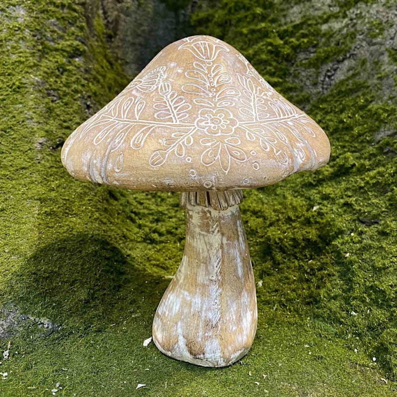 Honeybloom Rustic Mushroom Outdoor Garden Statue, 8" | At Home