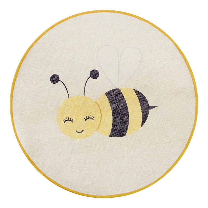 Tiny Dreamers Bee Round Washable Accent Rug, 3' | At Home