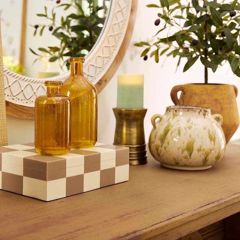 Tan & White Checkered Box, Small