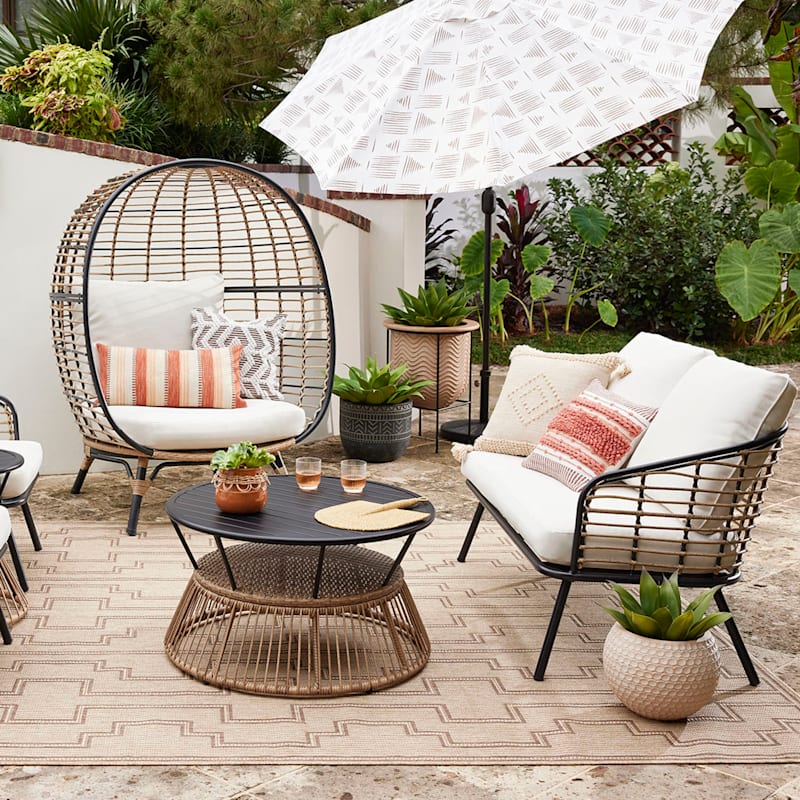 Tracey Boyd Rust Chunky Knotted Striped Square Outdoor Throw Pillow, 16 ...