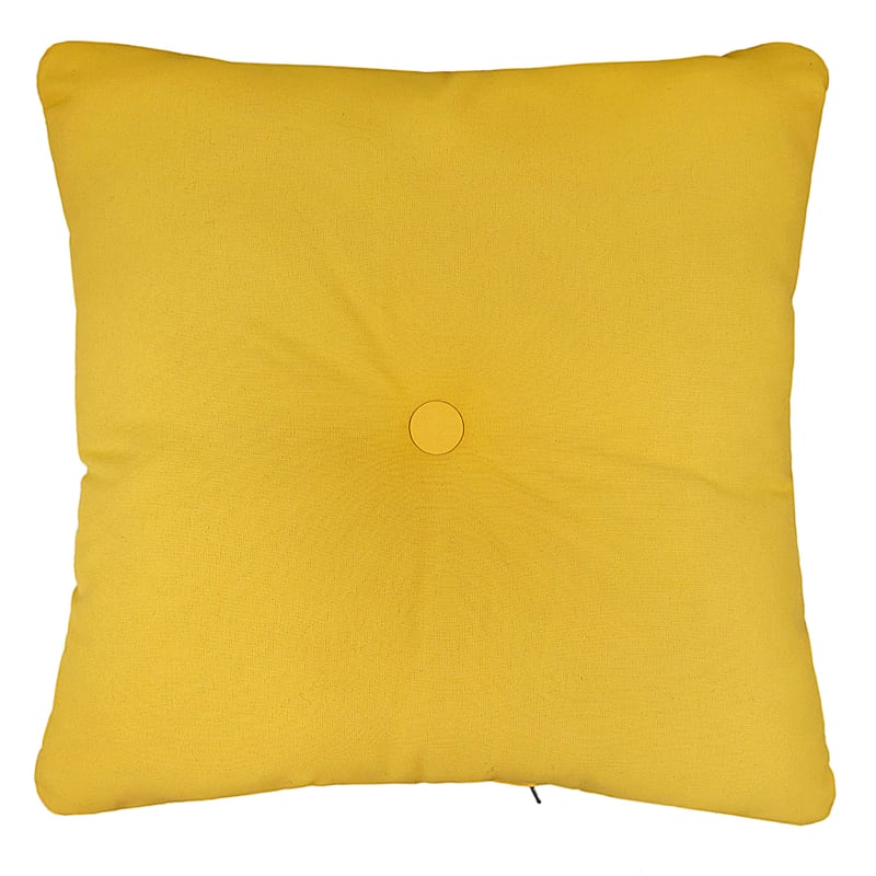 Butter Yellow Canvas Outdoor Tufted Back Cushion | At Home