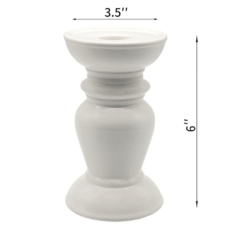 White Dual Candle Holder, 6"