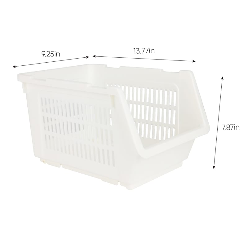 White Stackable Storage Basket, Small