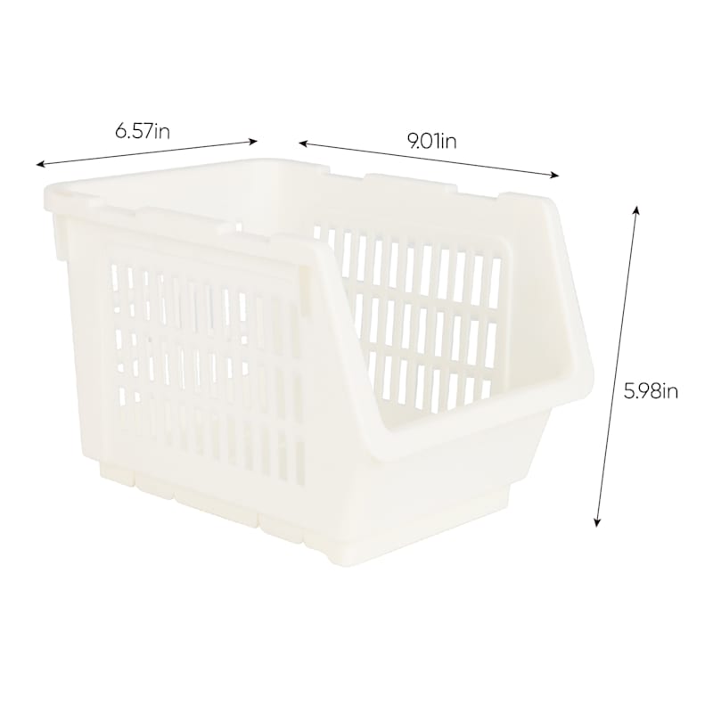 2-Pack White Stackable Storage Basket, Extra Small