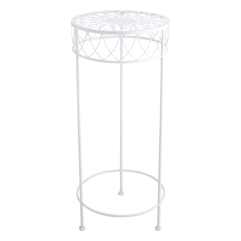 White Round Metal Plant Stand, Large | At Home