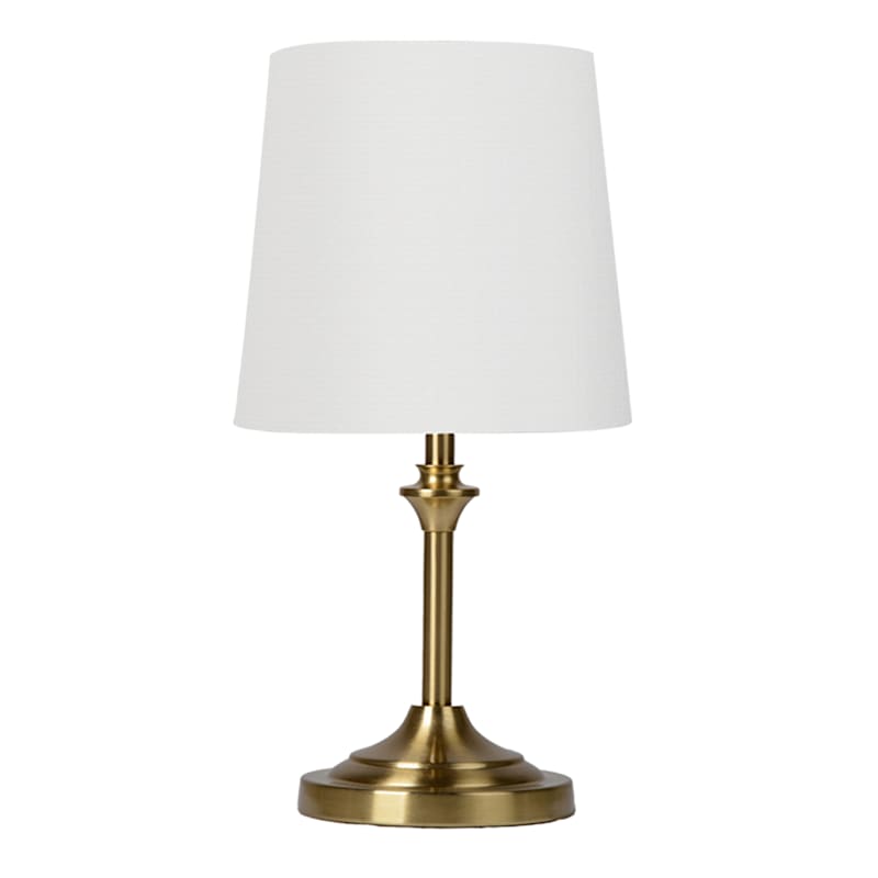 Gold Metal Stick Mini Table Lamp with Shade, 13"