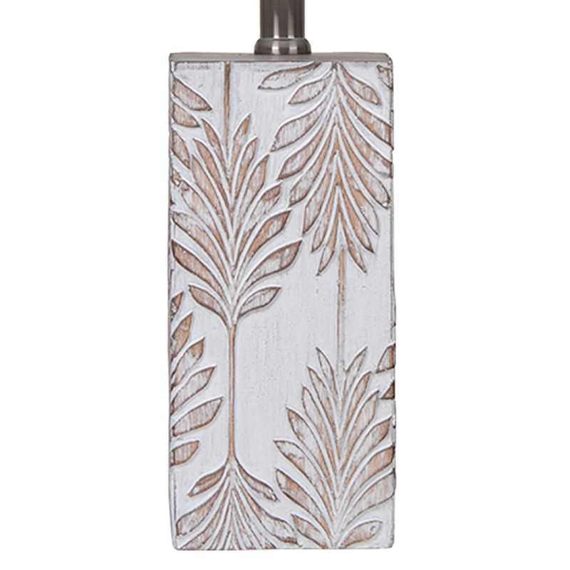 Found & Fable White Washed Square Column Small Table Lamp with Shade, 18"