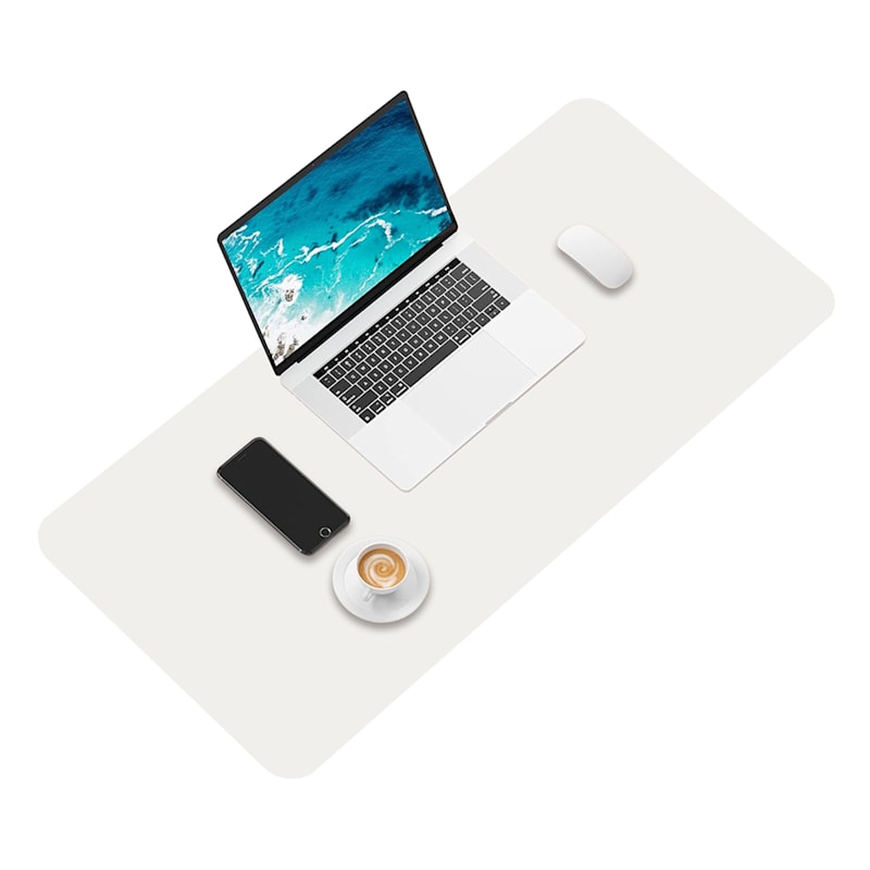 White Faux Leather Desk Pad, 31x15.5