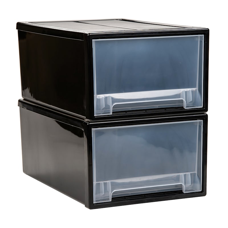 Black Stackable Storage Drawer, Large
