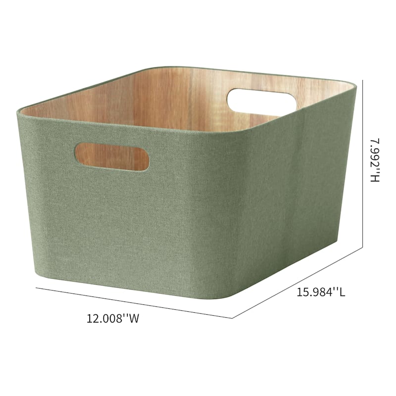 Sage & Wood Grain Print Storage Bin