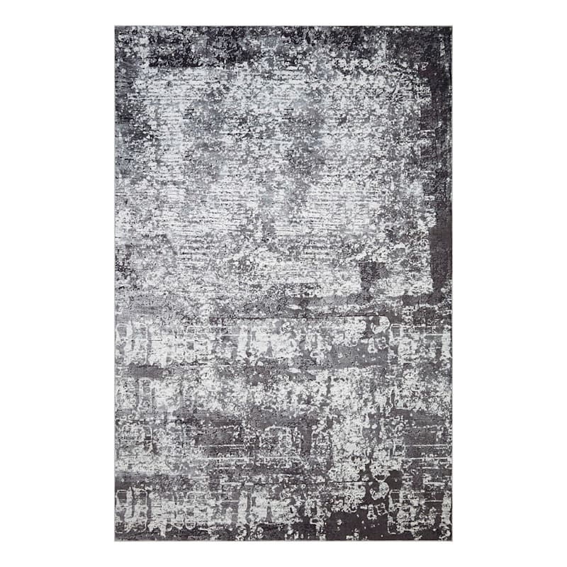 (D612) Crosby St. Freya Black Abstract Area Rug, 8x10