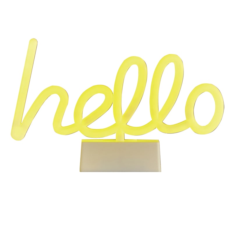 White Hello Neon Light Stand, 7.5"