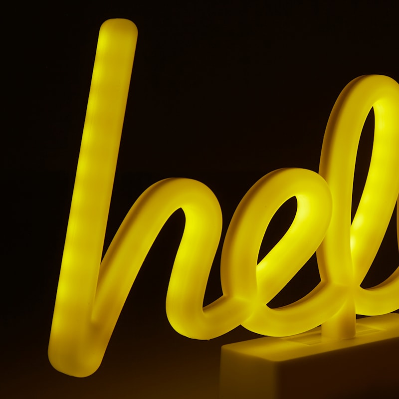 White Hello Neon Light Stand, 7.5"