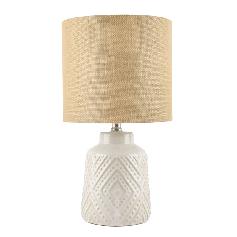 Honeybloom White Patterned Ceramic Lamp, 18"