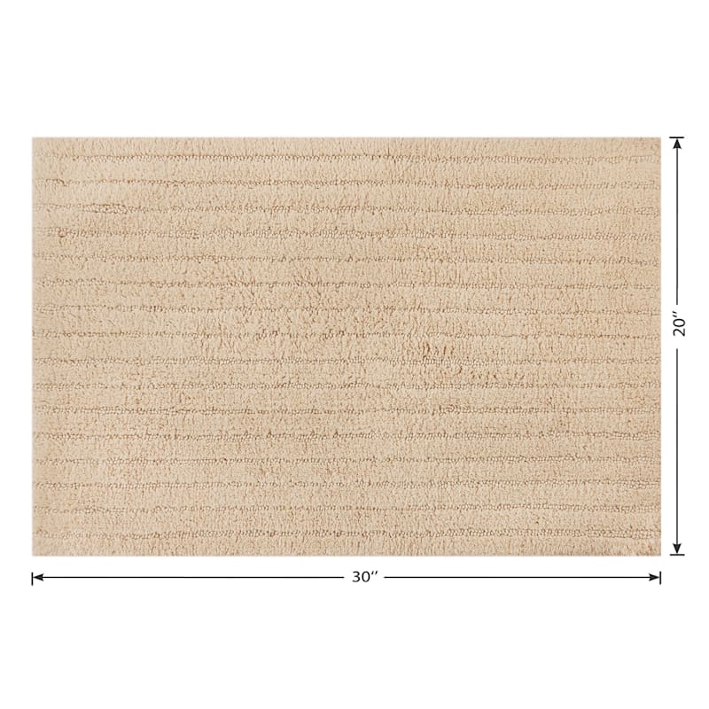 Found & Fable Ivory Striped High-Low Bath Rug, 20x30