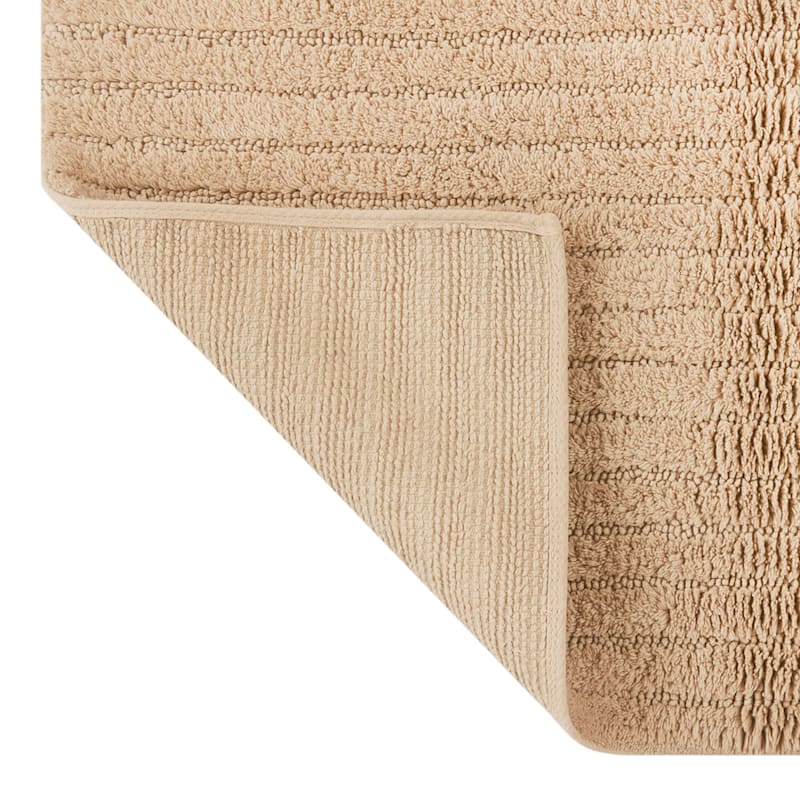 Found & Fable Tan Striped High-Low Bath Rug, 20x30