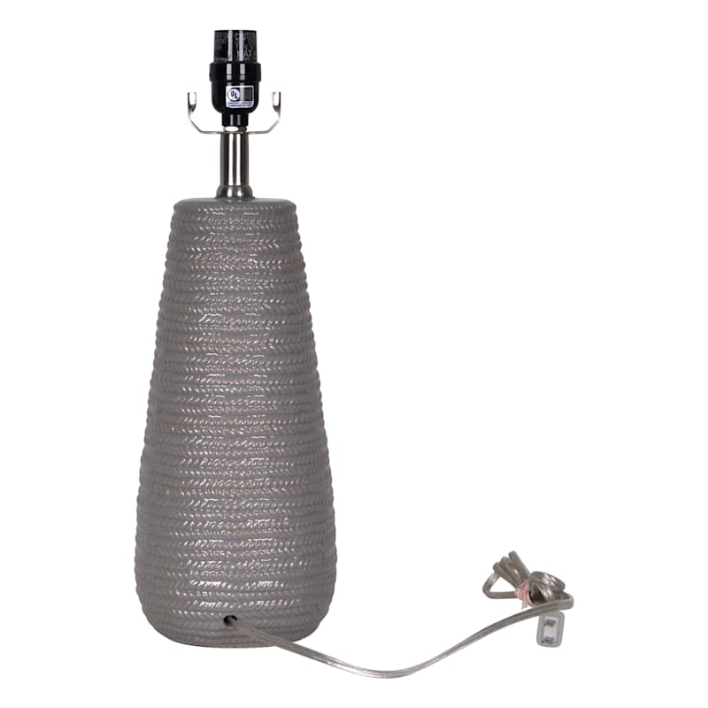 Ty Pennington Grey Braided Design Ceramic Lamp Base, 17.5"