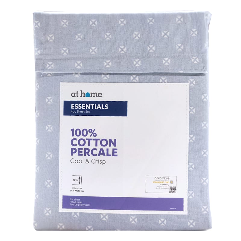 4-Piece Dobby Blue 200 Thread Count Essentials Sheet Set, King