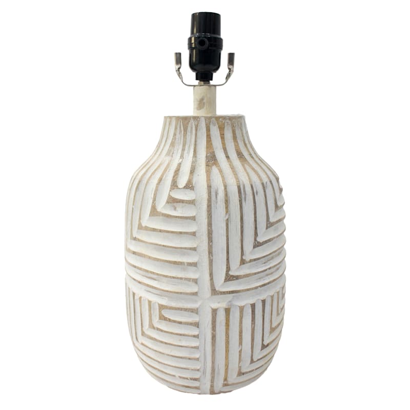 Found & Fable Carved Wood Small Lamp Base, 15.5"