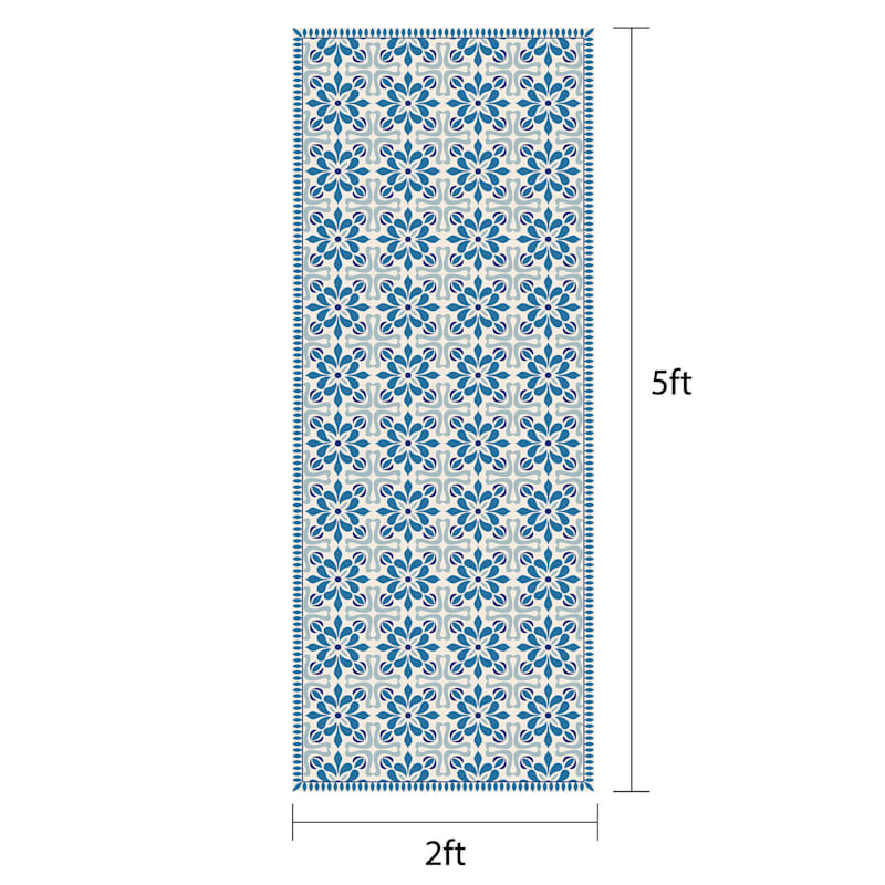 Vinyl Blue/Ivory Runner 2x5 | At Home