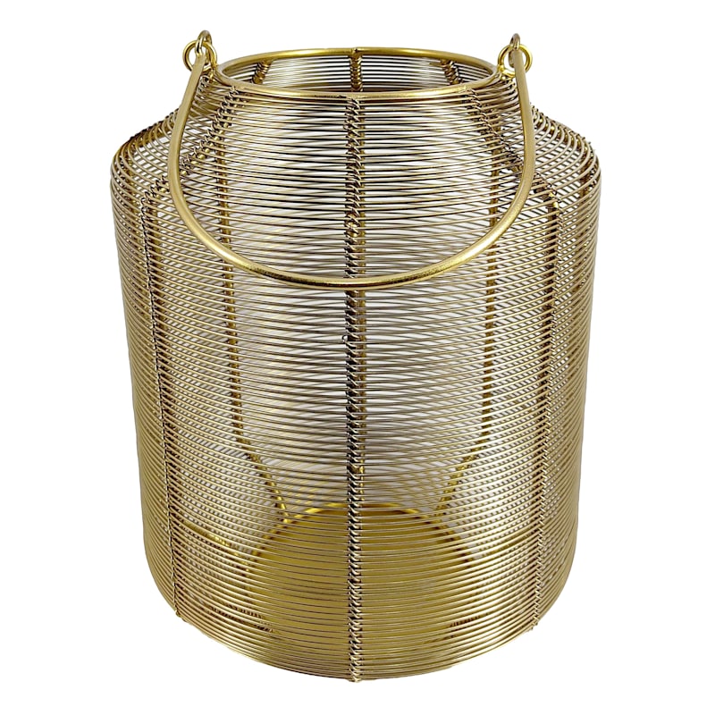 Gold Metal Wire Lantern, 10"