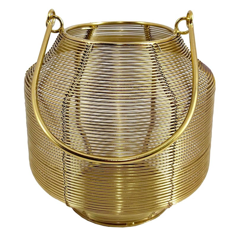 Gold Metal Wire Lantern, 6"