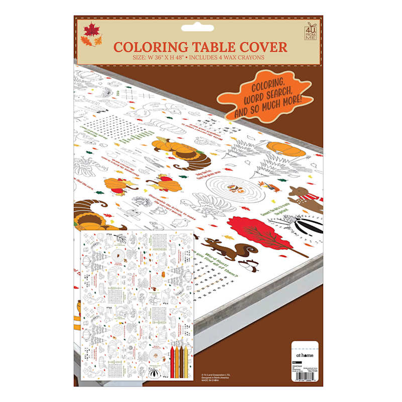 4C Print Coloring Paper Tablecloth With 4 Crayons