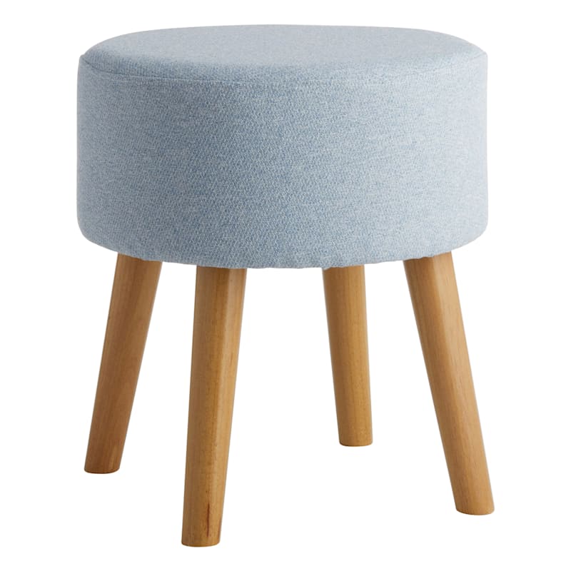 Emmy Stool with Wooden Legs, Light Blue