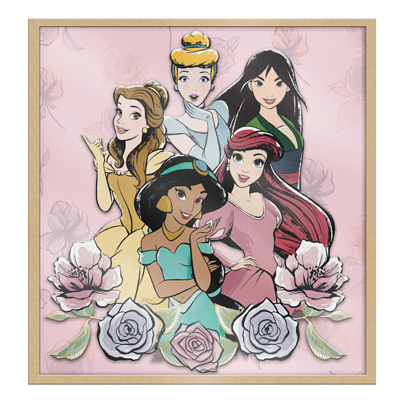 Glass Framed Disney Princess Print Wall Art, 16"