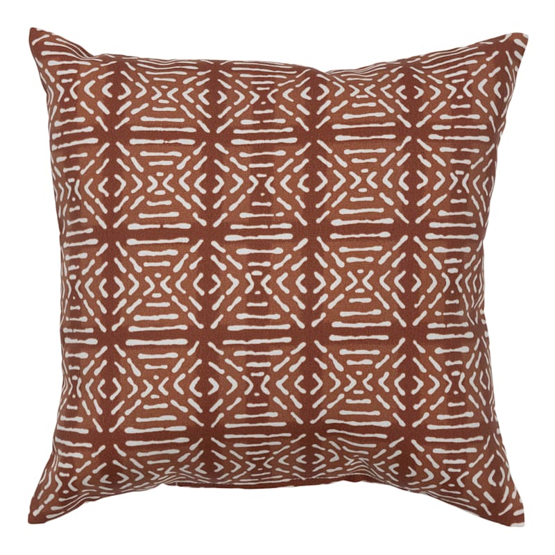 Tracey Boyd Rust Tribal Diamond Square Outdoor Throw Pillow, 17"