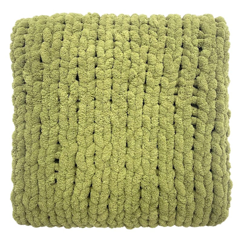 Honeybloom Green Chunky Knit Throw Blanket, 50x60