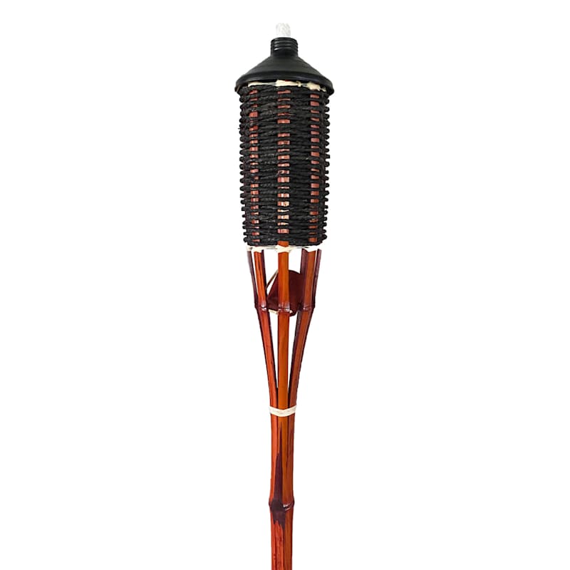 Mahogany Woven Bamboo Rope Garden Torch, 59" | At Home