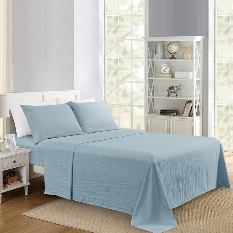 4-Piece Dusty Blue Super Soft Microfiber Sheet Set, Full