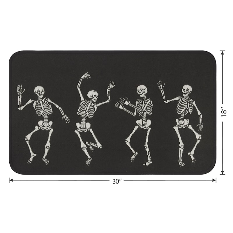Black Dancing Skeletons Washable Kitchen Rug, 18x30 | At Home