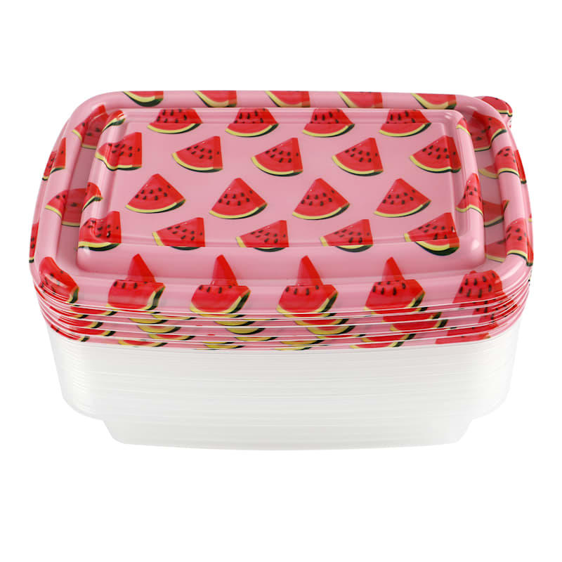 20-Piece Pink Watermelon Print Rectangle Food Storage Set