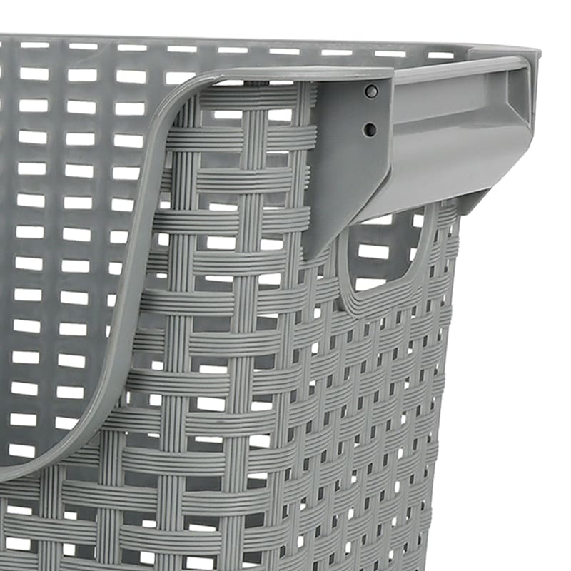 Grey Crossover Weave Stackable Storage Basket | Home Organization | At Home
