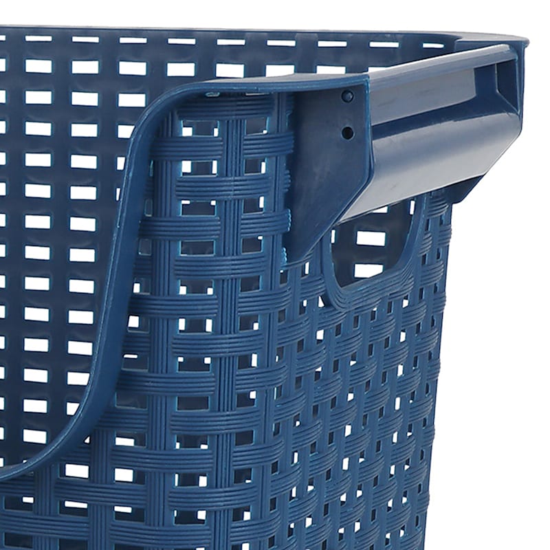 Crossover Weave Stackable Storage Basket, Navy Blue