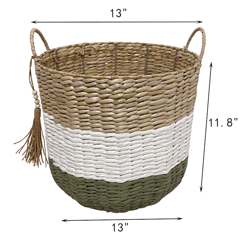 Sage Round Paper Storage Basket Medium | At Home